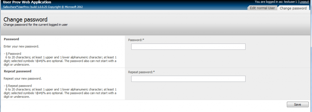 Password Self Service Pages